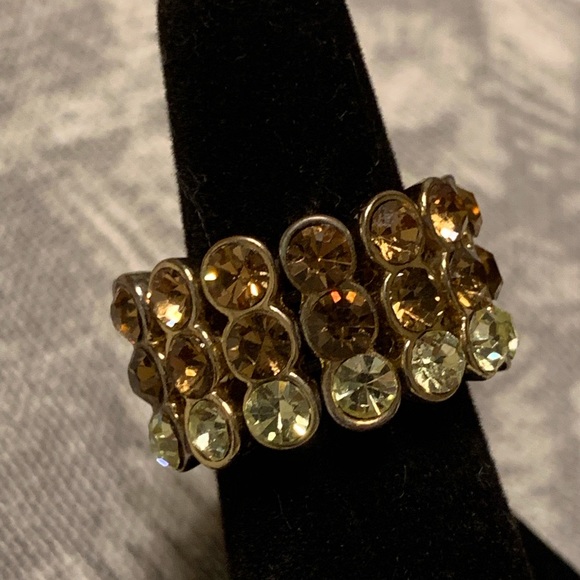 Jewelry | 3 Row Elastic Stone Ring Ombr Look In Beige Tone | Poshmark